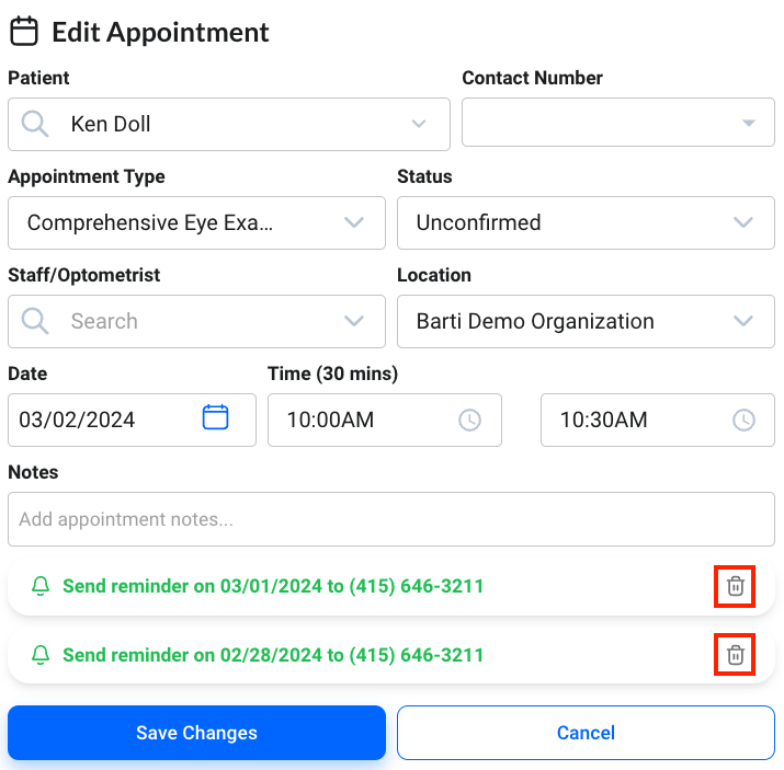 Resetting Appointment Reminders – Barti Help Center
