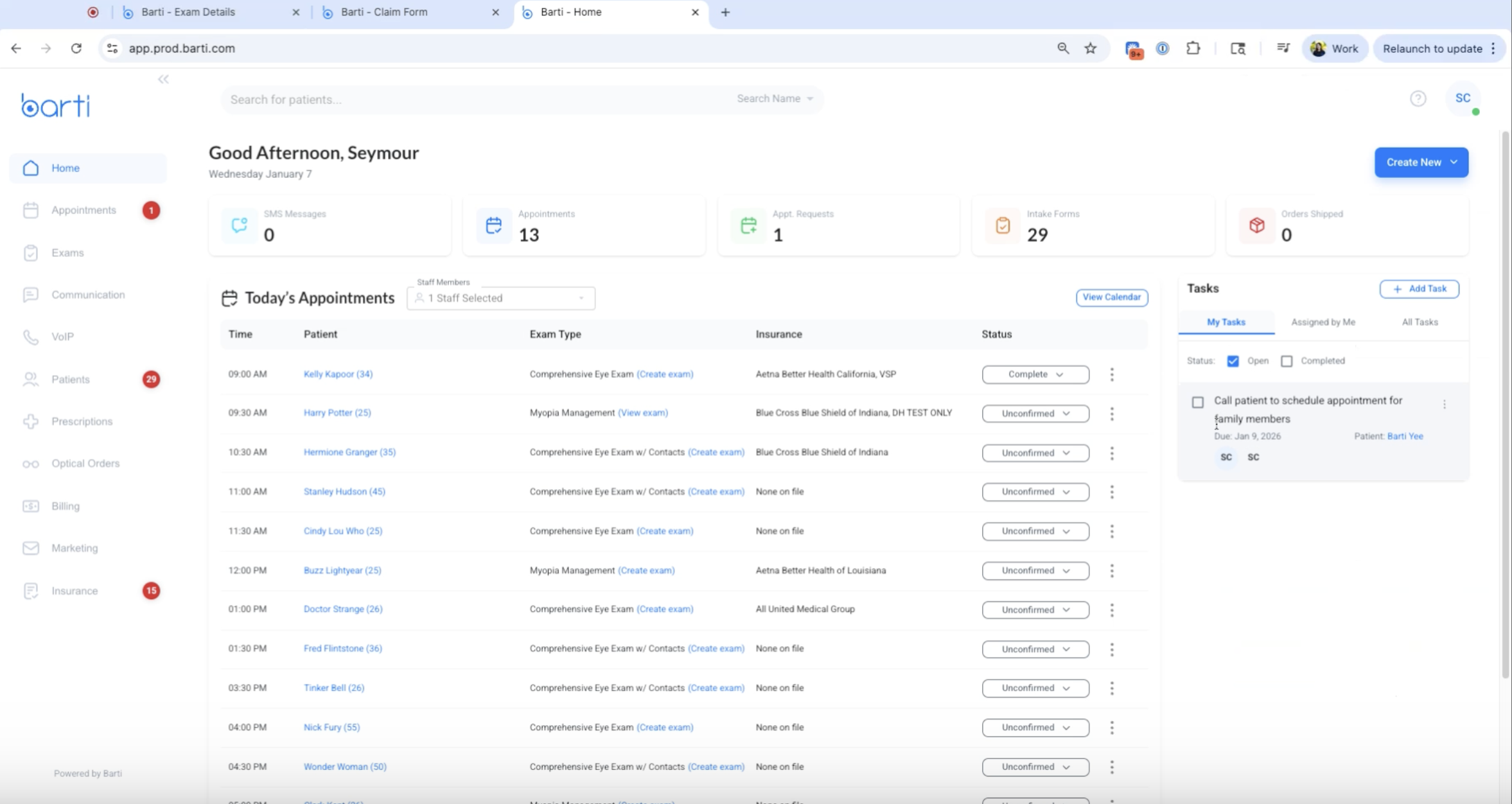 Creating a Task from Patient's Side Panel – Barti Help Center