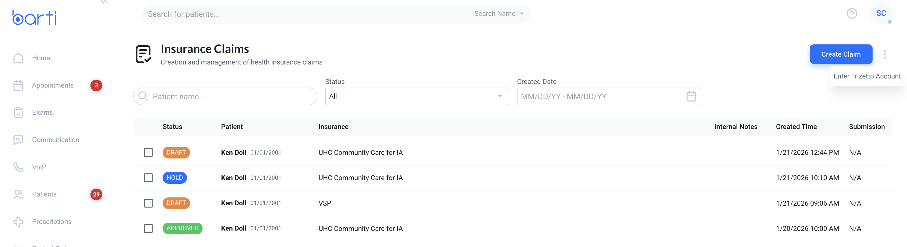 Linking your Trizetto Account – Barti Help Center